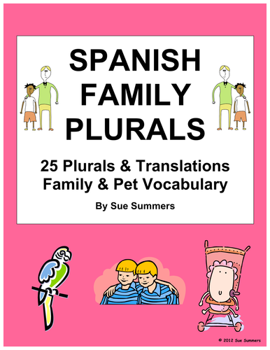 Spanish Family and Plurals - 25 Vocabulary Translations Worksheet ...