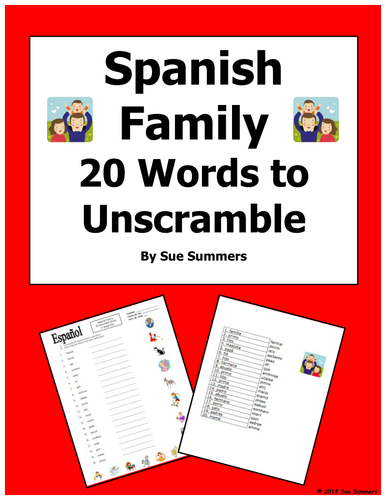 Spanish Family Scrambled Words and Image IDs | Teaching Resources