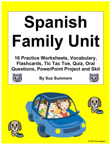 Spanish Family Unit - Vocabulary, Worksheets, Project, Quiz, Skit ...