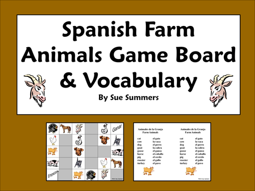 Spanish Farm Animals Board Game and Vocabulary | Teaching Resources