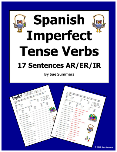 Spanish Imperfect Tense Verbs Worksheet - 17 Sentences | Teaching Resources