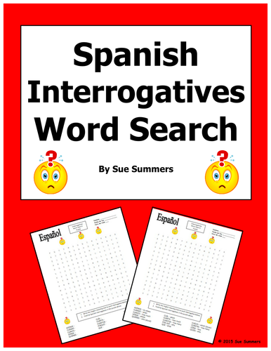 Spanish Interrogatives Word Search Puzzle Worksheet | Teaching Resources