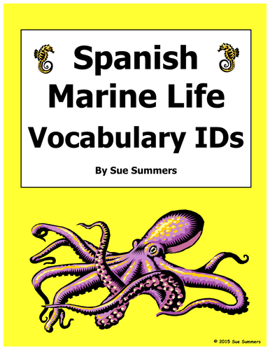 Spanish Marine Life Vocabulary IDs Worksheet | Teaching Resources