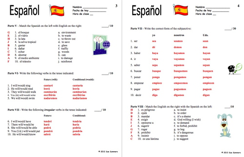 Spanish Midterm, Final Exam, or Exam Review Homework | Teaching Resources