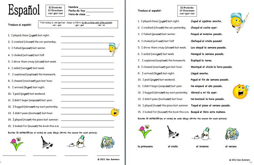 Spanish Preterit Irregular Yo Verbs Sentence Translations | Teaching ...
