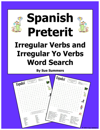 Spanish Preterit Irregulars Word Search Puzzle and Image IDs | Teaching ...