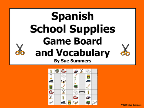 Spanish School Supplies / Class Objects Board Game and Vocabulary ...