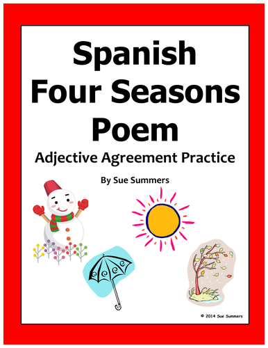 Spanish Seasons Bilingual Poem and Activities | Teaching Resources