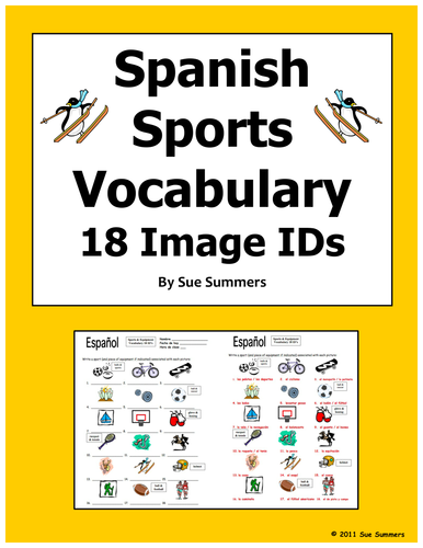 Spanish Sports and Equipment 18 Vocabulary IDs Worksheet | Teaching ...