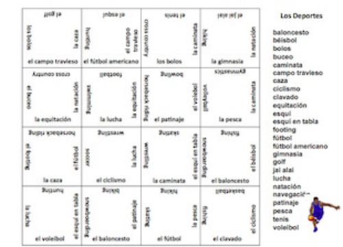 Spanish Sports Matching Squares Puzzle - 25 Different Sports | Teaching ...