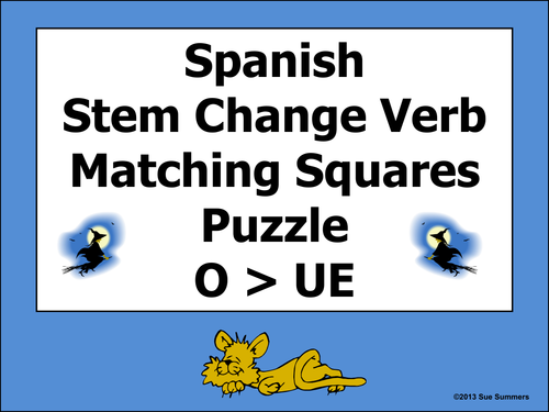 Spanish Verbs Matching Squares / Magic Squares Puzzle Bundle of 4 ...