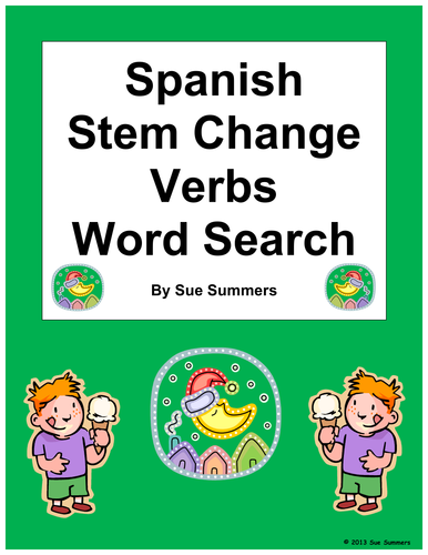 Spanish Stem Change Verbs Word Search Worksheet | Teaching Resources