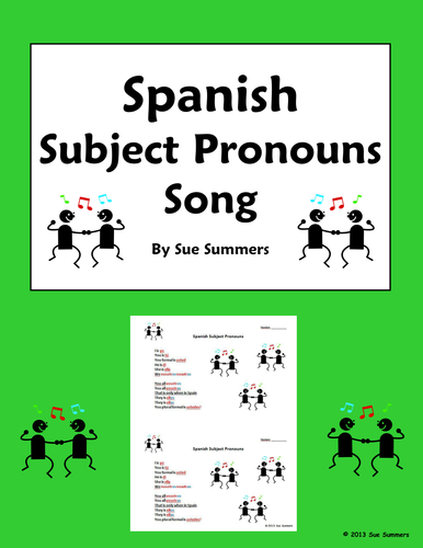 Spanish Subject Pronouns Song | Teaching Resources