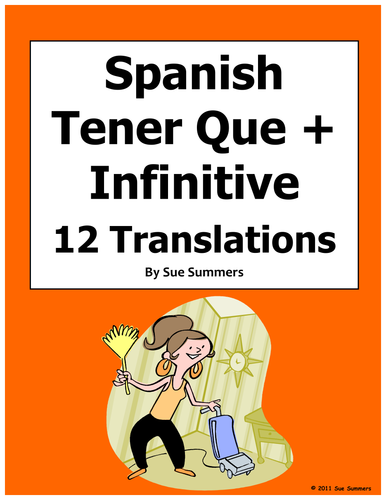 Spanish Tener Que + Infinitive 12 Translations Worksheet | Teaching ...