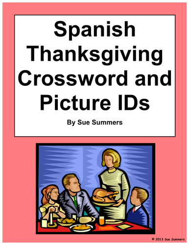 Spanish Thanksgiving Crossword , Picture IDs and Vocabulary List ...