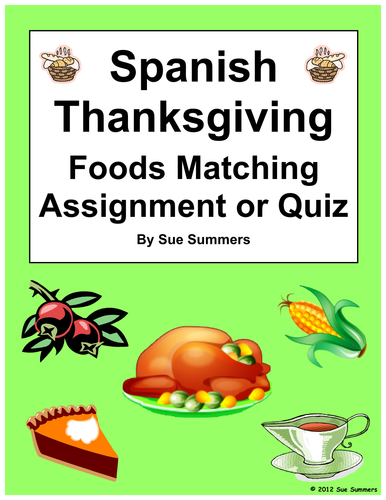 Spanish Thanksgiving Matching and Image IDs Worksheet or Quiz ...