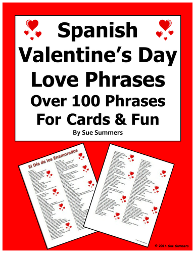 Spanish Valentine's Day Bilingual Love Phrases for Cards and Fun ...
