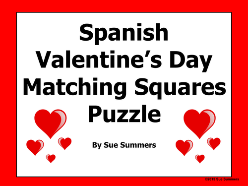 Spanish Valentine's Day Matching Squares Puzzle | Teaching Resources