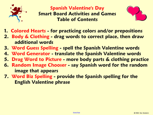 Spanish Valentine's Day SmartBoard Games & Activities | Teaching Resources