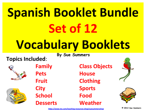 Spanish Vocabulary Emergent Readers Bundle - 12 Booklets / Flashcard ...