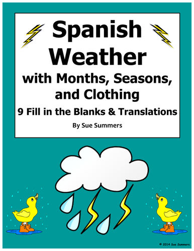 Spanish Weather with Months, Seasons, and Clothing Worksheet | Teaching ...