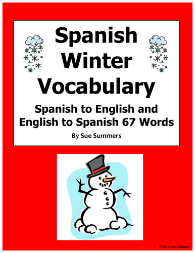 Spanish Winter Bundle of 3 Worksheets and Game Cards / Flashcards ...