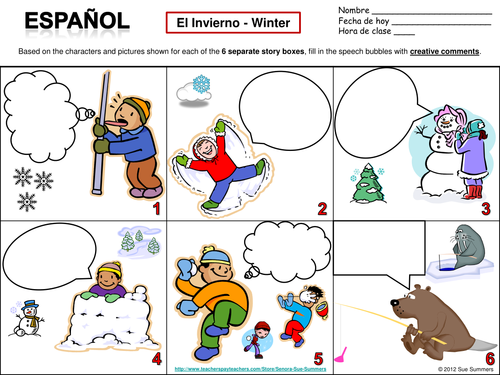 Spanish Winter Speech Bubble Creative Writing | Teaching Resources
