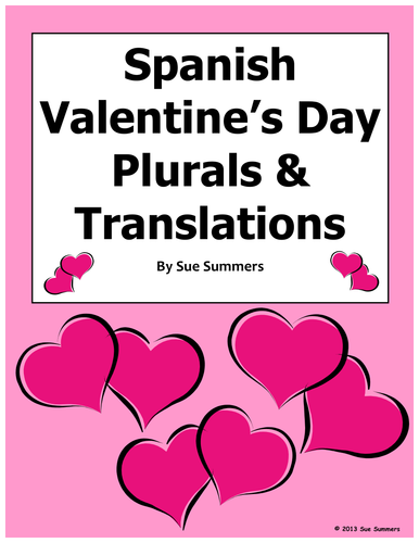 Spanish Valentine's Day Vocabulary 15 Plurals and Translations ...