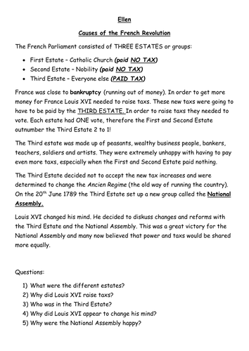 Causes of the French Revolution | Teaching Resources