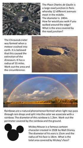 Area and circumference of real life famous circles | Teaching Resources