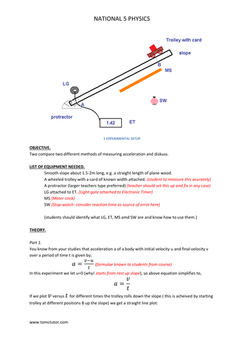 National 5 Physics Investigation Acceleration | Teaching Resources