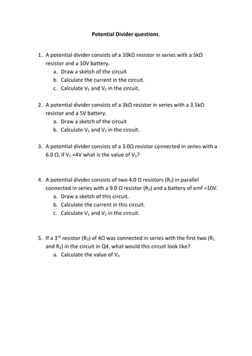 Potential dividers and potentiometers | Teaching Resources