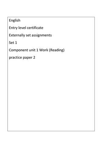 Entry level certificate English unit 1 | Teaching Resources