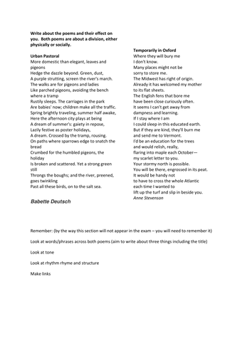 WJEC Unseen poetry | Teaching Resources