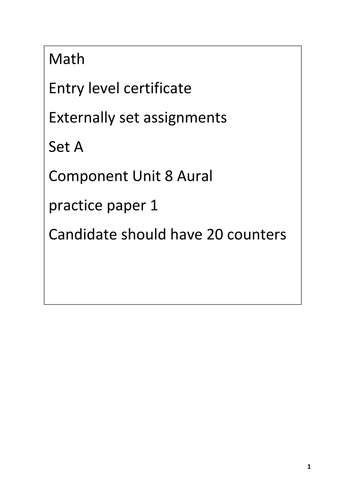 Entry level certificate math unit 8 | Teaching Resources
