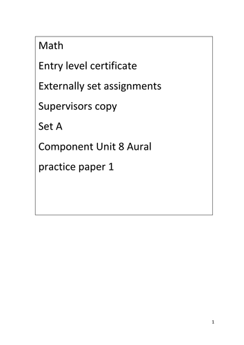 Entry level certificate math unit 8 | Teaching Resources