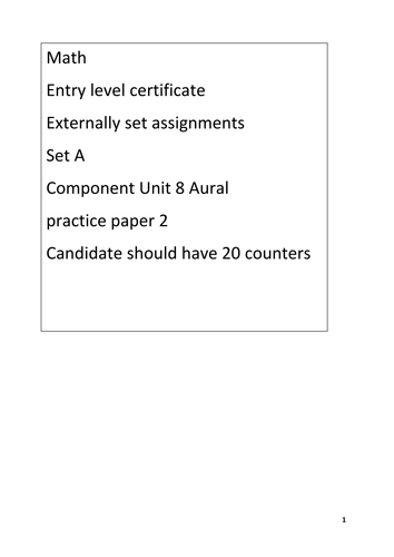 Entry level certificate math unit 8 | Teaching Resources