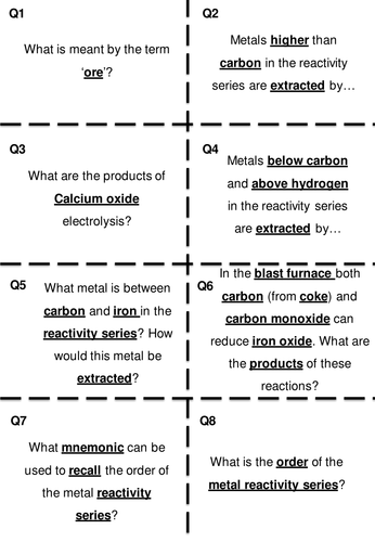 Metals C1.3 GCSE revision flashcards x16 | Teaching Resources