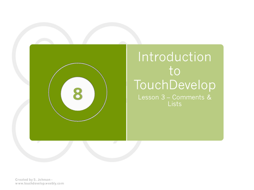 TouchDevelop Programming Lessons | Teaching Resources