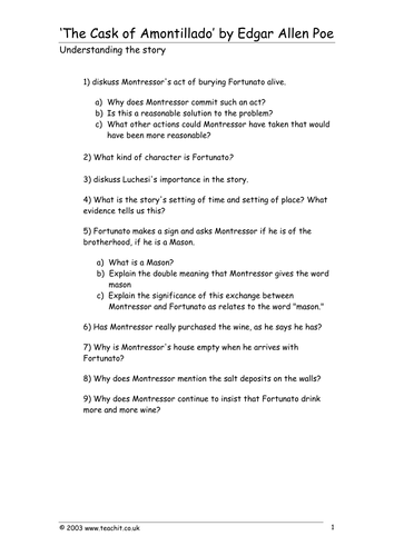 ‘The Cask of Amontillado’ by Edgar Allen Poe | Teaching Resources
