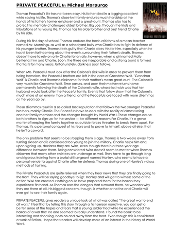 Private Peaceful | Teaching Resources