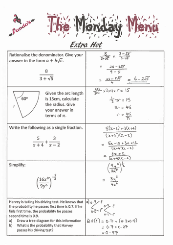 GCSE Higher Tier Revision Takeaway Menu Activity | Teaching Resources GCSE Higher Tier Revision Takeaway Menu Activity | Teaching Resources