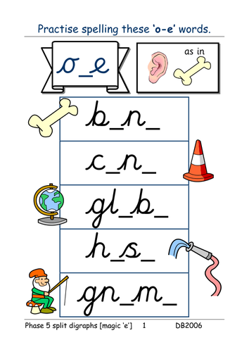 Phase 5: o-e grapheme [magic 'e' - split digraph]: activities, game and ...