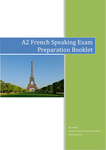 A2 French Speaking revision booklet | Teaching Resources
