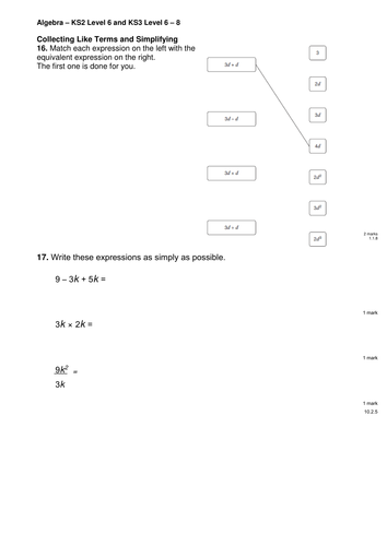 Algebra level 6 | Teaching Resources