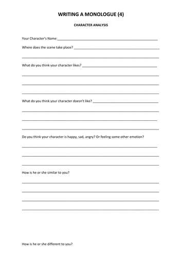 Creating/Writing Monologues | Teaching Resources