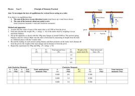 Hooke's Law and Moments Practicals | Teaching Resources