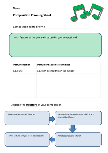 GCSE Music Composition Planning | Teaching Resources