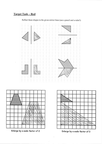 Transformations Homework and Target Tasks | Teaching Resources