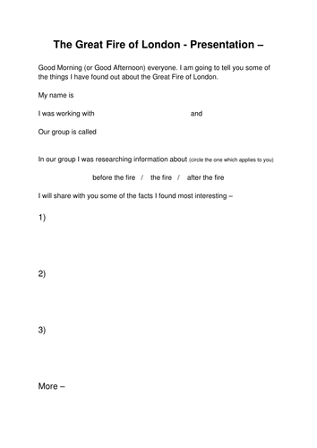 The Great Fire of London - informative PPTs and Group-Work | Teaching ...